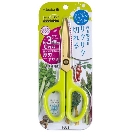 メーカー品番:SC-175STW カラー:アップルグリーン 全長(mm):174 プラスの洗えるチタン(キッチンバサミ)は、一度使ったら、後戻りできない切れ味。 パッケージも、食も材をしっかり気軽に切ることができる。