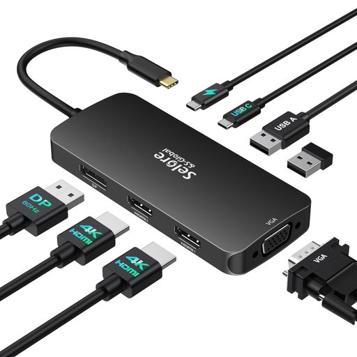 【8in1USBCハブ&amp;利用条件】この多機能ドッキングステーションはHDMIポートx2(4K@60Hz/30Hz)、Displayportポート(4K@60Hz)、VGAポート(1080P)、PDPort(max100W)、USB2...