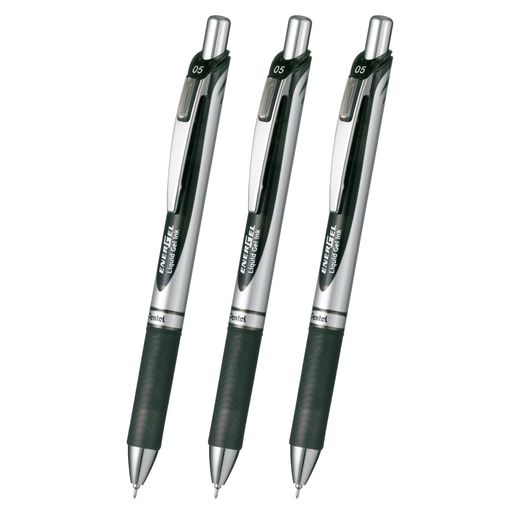 【特長】スッと書けてサッと乾く ゲルインキボールペンセット 【セット数】シルバー軸3本 【ボール径】0.5mm 【インク】黒 【1本あたりサイズ/重さ】幅 16 x奥行 11mm x 長さ 147mm/13g 【材質】後軸・頭冠=再生PC・...