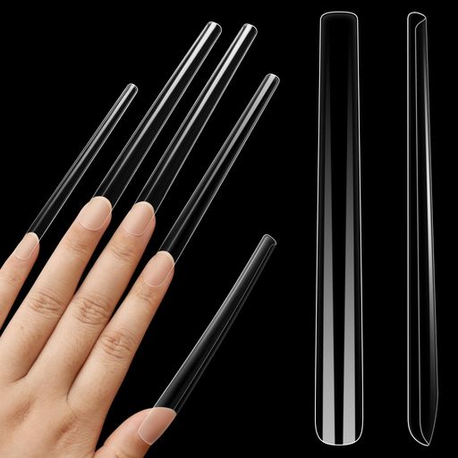 👍最長のスクエアネイルチップ:当社の5XLフルカバースクエアネイルチップ(10XLとも呼ばれます)は、3.93インチ(100mm)という印象的な長さを誇ります。この革新的なネイルの長さは、クリエイティブなネイルアートに無限の...