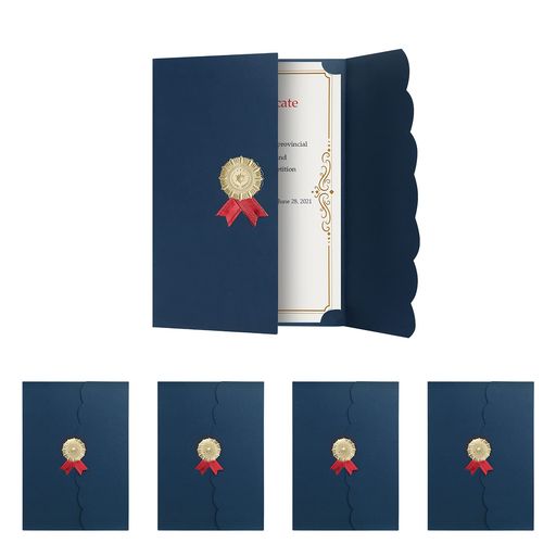 【サイズ】21.8*30.4cm5冊セット、A4用証書ホルダーです。高級感のある三つ折りタイプで、A4サイズ賞状用紙をおしゃれに収納できます。 大切な賞状や証書や免状なども折らずに、縦横兼用で綺麗に保管できて便利です。 【綺麗保管】4つのコ...