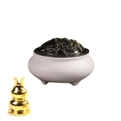 星(塗り潰し)【セット内容】香炉(蓋付き)+ 香立て *1(ひょうたん型)+防火綿*1+ボックス*1 材質:香炉:陶器製、香立て:真鍮製、蓋:亜鉛合金 星(塗り潰し)【陶器&amp;耐久性】陶器製の香炉なので、耐久性と耐腐食性が強いです。3...