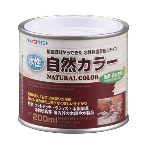 外装 用途:ウッドデッキ、ラティス、木製家具、木製玩具等屋内外の木部や木製品の半透明仕上げ 塗り面積:約1.4~2.3m2(畳換算で約1枚)(2回塗り) 表面乾燥時間の目安:夏期約4時間、冬期約6時間 うすめ液:不要。薄める時は同製品のクリ...