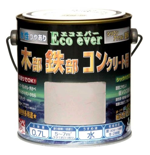 外装 色:クリーム 容量:0.7L 塗り面積(1回塗り):5~7m2(タタミ約3.5枚分) 乾燥時間:夏30分~1時間、冬2時間(天候や素材によって差がある、塗り重ねは4時間以上あける)