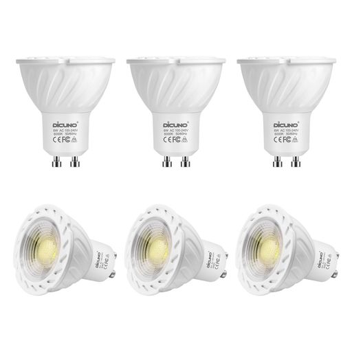 消費電力:6W、色温度:6000k(昼白色)、CRI:85、全光束:600lm、60Wハロゲン電球の明るさ相当で、超明るいです。 超省エネ:60Wのハロゲン電球より約90%の電気代がカットできます。 簡単な取り付け:口金がGU10の電球器具...