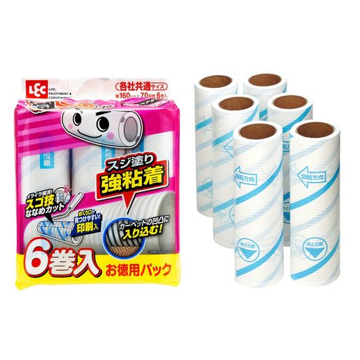サイズ: 16x5x5cm 内容量:6本入 イライラ解消。テープをスパっと切れるスゴ技ななめカットで、途中で破れにくく1発でカットできる。 「うまく切れない」「めくり口が見つからない」そんな不満を解消したカーペットクリーナー。 カーペットの...