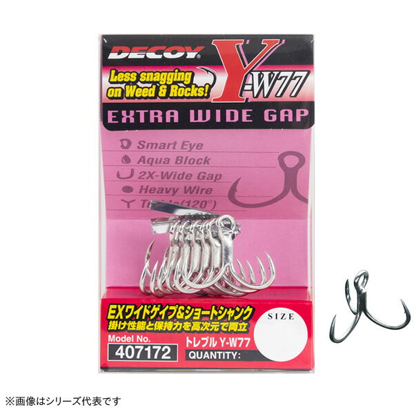 カツイチ トレブル Y-W77 (ルアーフック)■入数：4~6本※内容量は、サイズによって異なります。また、パッケージ・内容量は予告なく変更になることがあります。≪カツイチ ルアーフック≫●掛かりとホールド力のバランスを追求した超ショートシ...