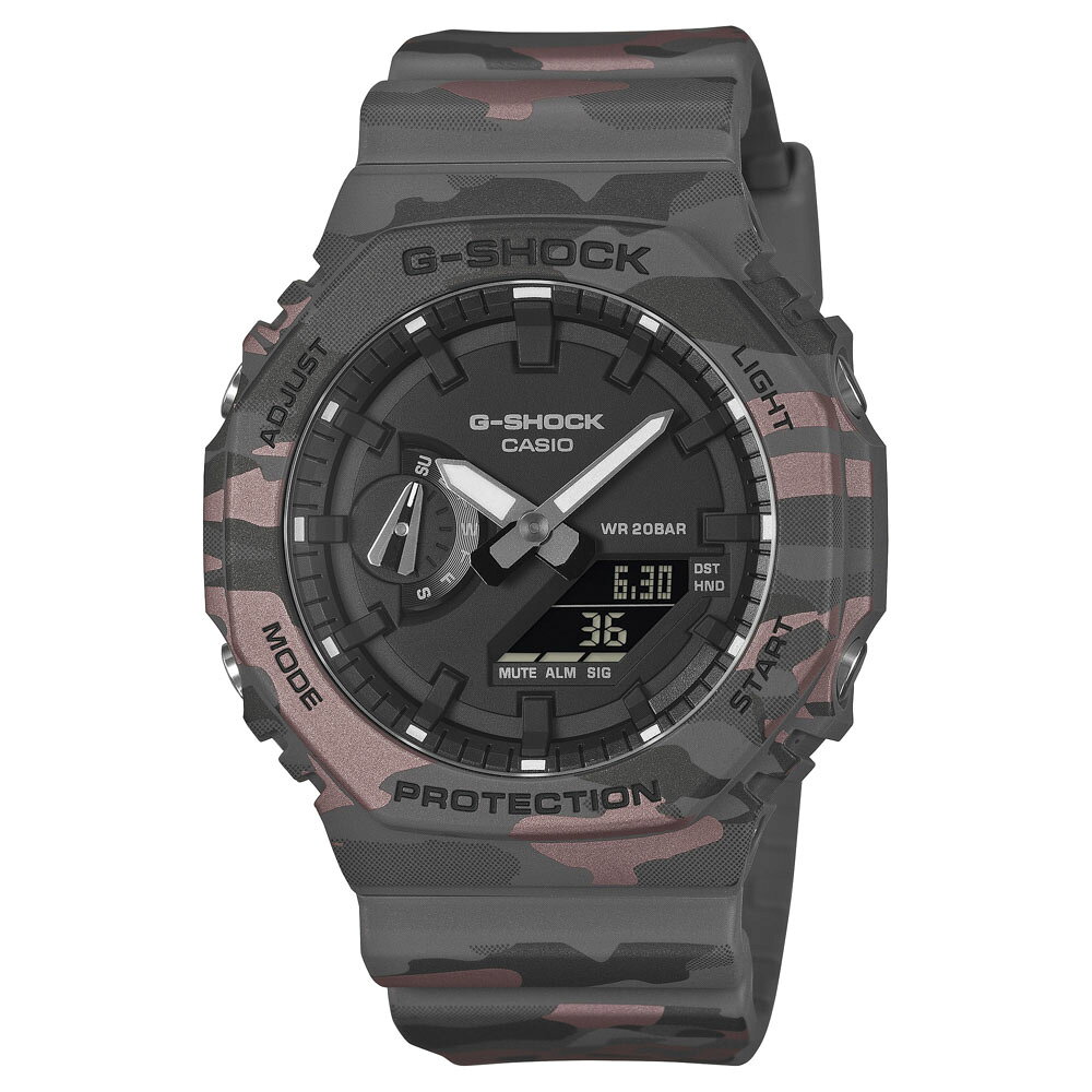 COMMENT タフネスを追求し進化を続ける「G-SHOCK」から、カモフラージュ柄をMAP印刷で大胆に取り入れたカモフラージュシリーズです。 オリジナルのカモフラージュパターンは、ブランドの象徴である「G」の文字を巧みに隠し込んだユニーク...