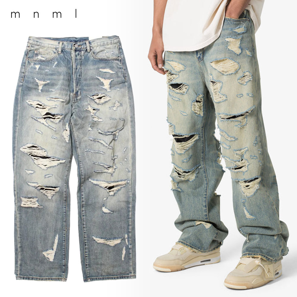 商品詳細 【ブランド】 mnml/ミニマル 【アイテム】 バギー デニムパンツ/ULTRA BAGGY DISTRESSED DENIM 24ML-AW393D｜クラッシュ 加工 ワイドパンツ ストリート メンズ ファッション 【商品説明】...