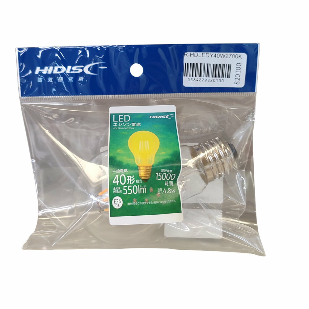 【商品詳細】 ■型番　R-HDLEDY40W2700K ■JANコード　5584279820100 ■全光束 (ランプ単体の明るさ)　一般電球40形相当 550 lm ■電圧　100V ■色温　2700K ■外径　60mm ■長さ　106m...