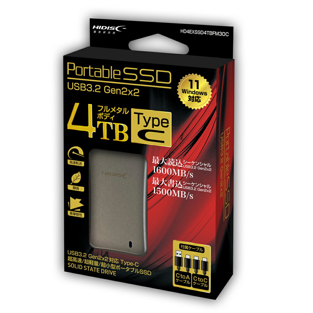 - コンパクト大容量 - 高速ファイル転送 - 幅広い動作環境 - ゲーム機器への対応 - 堅牢なフルメタルポディア - 静穏, 耐衝撃, 耐振動, 低消費電力 【商品詳細】 ■型番　HD4EXSSD4TBPM30C ■JANコード　498...