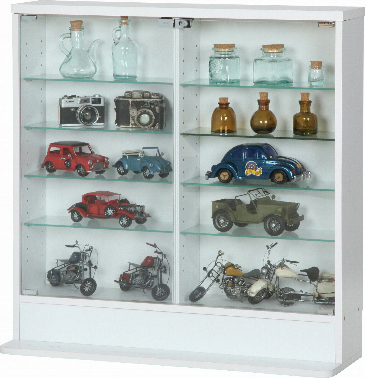 サイズ・容量 本体サイズ：W90×D29×H90cm 本体重量：32kg 梱包サイズ：W98×D51×H16cm 梱包重量：34kg 耐荷重目安：棚板1枚あたり5kg 規格 材質：MDF、強化ガラス 生産国：中国 ＊組み立て商品 ■送料に関...