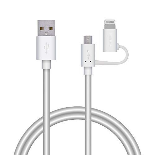 USB2.0(micro-B)端子をLightning端子に変換できるアダプタが付いたmicroUSBケーブルです。 変換アダプタを着脱することで、Lightning端子搭載機器、micro-B端子搭載機器の両方をパソコンやAC充電器と接続...