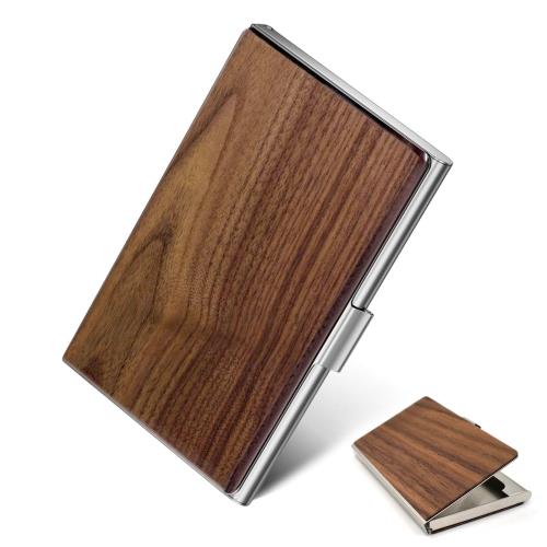 シンプル＆スタイリッシュ高級感溢れるシンプルでスタイリッシュなデザインの名刺入れです。 質感の美しい上質な天然木とステンレス素材を使用。 男女問わず使用でき、様々なシーンやスタイルにマッチする名刺入れです。 スリムで大容量厚さわずか1cmの...