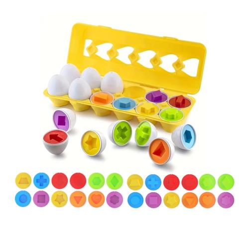 形と色を合わせる知育玩具12個のカラフルな知育玩具は、お子様の形と色の認識能力を育みます。卵の殻を開けて、形を合わせて、閉じるというシンプルな動作を通して、お子様の指先の細かい動きと集中力を効果的に鍛えることができます。 6色12種類の形で...