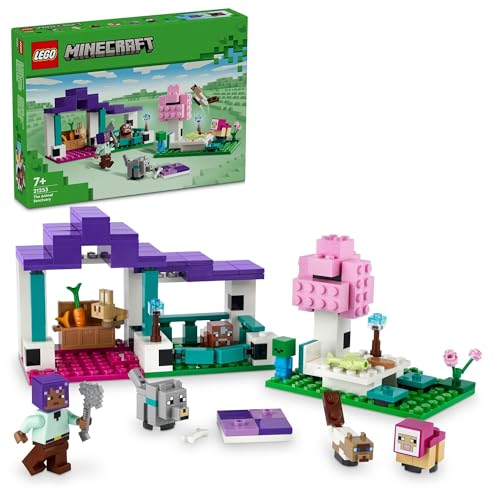 レゴマインクラフト 組み立てセット – 3つのエリアの組み立てモデルと、たくさんの動物やマインクラフトキャラクターの入ったセットは、ゲーム好きな方やお子さまへのギフトにぴったり(対象年齢:7才以上) マインクラフトのモブたち – ネコ・ヒツ...