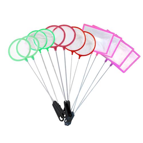 🐟パッケージ内容丸枠フィッシュネット12本セット、粗目、密目の各6本ずつ。色：ランダムな色で発送しますので、ご了承ください。 🐟サイズ3サイズ：角型コイル直径10.5cm全長31 cmとコイル直径7.3cm全...