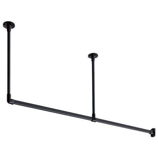 仕上げ:ブラック 許容荷重:10kg レール外径(最大部分):26.5mm サイズ:幅1780mmx高さ450mm 本体バー・天井吊りポール:アルミニウム合金、ブラケット・ジョイント:亜鉛ダイカスト
