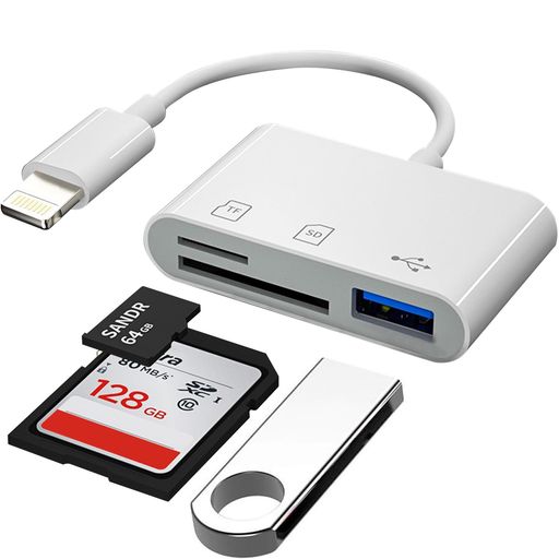 【革新的デザイン・3-in-1 カメラリーダー】SDカード ポート(SD/SDHC/SDXC/RS-MMC/MMC- Microカード)+TFカード ポート(Micro SD/SDHC/SDXCカード)+USB 3.0ポート+Lightni...