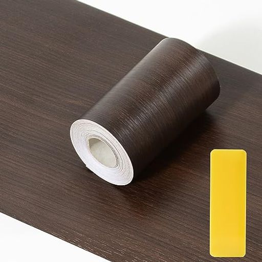 【仕様】サイズ:約10cmx10m 厚さ:約0.2mm 素材:PVC 表面処理方法:エンボス加工 木目調:クルミ 内容物:マスキングテープ、おさえヘラ 【補修用&amp;防水耐熱】窓枠、ドア枠などに使用して、簡単に模様替えできます。老朽化し...