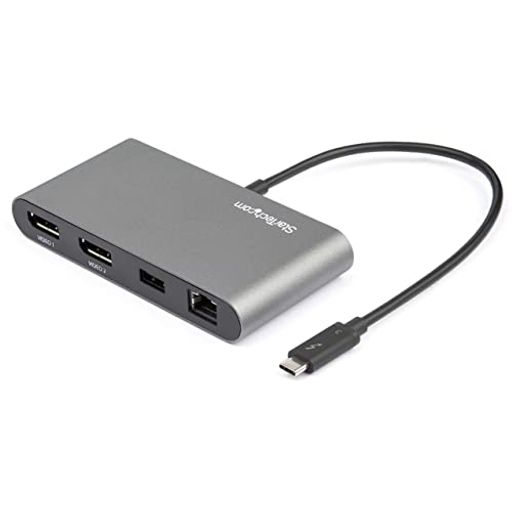 高性能Thunderbolt3認証ドック:ドライバー不要のプラグアンドプレイインストール。Thunderbolt3(40Gbps)対応。デュアル4K60HzDisplayPort(DP)出力、1xUSB3.2Gen1Type-A(5Gbps...