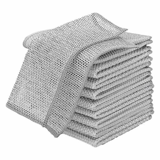 【内容】ワイヤクリーニング布*10本。サイズ:20*20 cm。 【強力に汚れを落とす】本品は硬くて適度で、丈夫な汚れを落とすことができて、同時に食器を傷つけにくい。 【使いやすさ&amp;洗いやすさ】メッシュを編んだデザインで、泡立ちが豊...