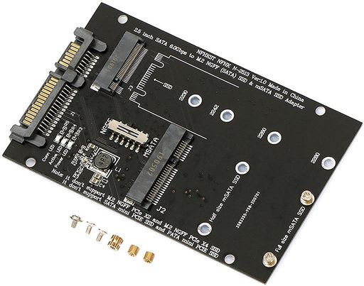 mini pci-e mSATA SSD または SATA M.2 NGFF SSDを2.5インチ SATA に変換するアダプターです。M.2 SSDにはSATA、NVMe、AHCI等の規格があります、本製品対応しているのはSATA規格のM...