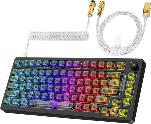 【82キーレイアウトと透明UVプリントキーキャップ】60%のゲームキーボードと異なり、82キーはキーボードの実用性を維持しながらコンパクトなレイアウトを維持しています。MK 32は良質なPC材料を用いてキーキャップを作製し、デジタル印刷プロ...