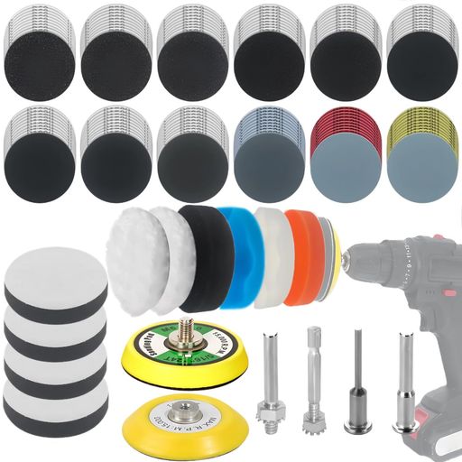 🛠 【全包括の136PCSセット &amp; 多工具対応】 🛠本品は50mm耐水サンドペーパー(60-10000番まで12種各10枚)120枚に、研磨パッド・スポンジ・アダプターなどを加えた総数136PCSの...