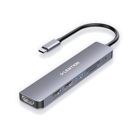 【7in1USBCハブ】USB3.0x1最大5.0Gbps(理論値)/USB2.0x2最大480Mbps(理論値)/MicroSD&amp;SDカードスロット/HDMI最大4K(30Hz)/PowerDelivery最大100w(理論値) ...