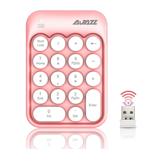 【かわいいで打ちやすいワイヤレステンキー】タイプライターからインスパイアされたキーボードで、かわいい色の本体と丸いボタンが特徴。まるで雑貨店から飛び出してきたようなオシャレなデザインに仕上がっています。丸くて指に吸い付くようなキートップに、...