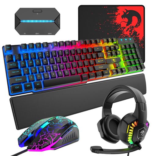 【虹色LEDバックライト】 マルチメディア虹色LEDバックライト・ゲーミングキーボード。(キーボード・ゲーミングマウスとマウスパッドセット)選択した煩悩を減らすことは、ファッション・ユーザーを探すためにデザインする。ファッションと现代の明る...