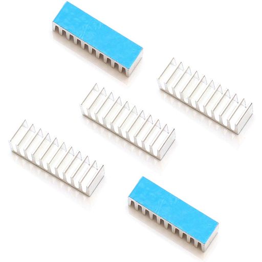 商品名:ヒートシンク材質:アルミニウム; カラー:シルバートーン; 合計サイズ:35x10x10mm(L*W*H); 重量:22g; パッケージコンテンツ:5xヒートシンク。