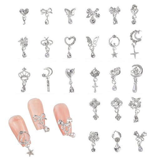 【商品概要】内容:リボンデザインネイルパーツ24個セット、カラー:シルバー、特徴:多様なネイルアートに活用でき、普段使いから結婚式などの特別な場面まで幅広くご利用いただけます。さまざまなネイルアートスタイルを自由に組み立てられます。普段使い...