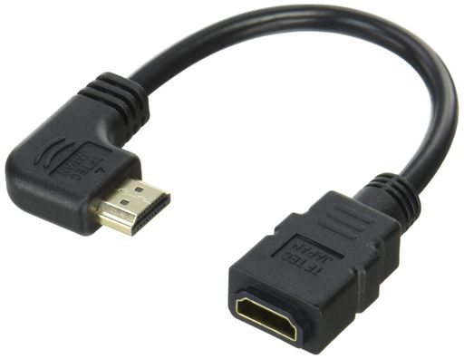 端子 : HDMI タイプA 19ピン (右向きL型・オス - メス) 長さ : 20 cm