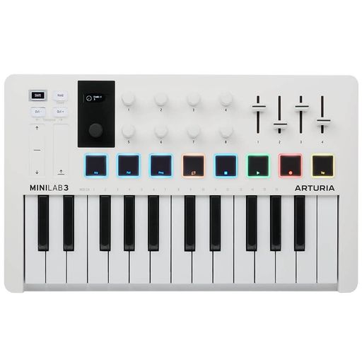 手にしたその日から音楽制作を楽しめる、コンパクトな MIDI キーボード&amp;パッド・コントローラー。 ミニディスプレイとフェーダーを新たに搭載。高いコントロール性能と抜群の使いやすさを実現。 Analog Lab IntroやAble...