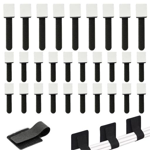 【製品仕様】入数:30個(Sx20+Mx10)、Sサイズ:2.8X9cm、Mサイズ:3.5X15cm、テープ有り、色:ブラック/ホワイト/グレー。付属の粘着テープで設置も簡単です、オフィスのデスクトップ整理、車内の配線、家庭の配線、ケーブル...