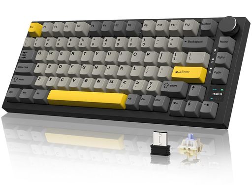 【技適認証番号:214-250164】 【多機能TFTスマートディスプレイとノブデザイン】AK820PROゲーミングキーボード内蔵スマートTFTカラーディスプレイは、カスタムgif画像、接続モード、WIN/MAC、バッテリー、照明、音量など...