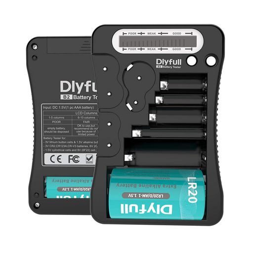 【互換性の高いバッテリーテスター】Dlyfullバッテリーテスターは、単1~5型/9V/CR123A/CR2/CR-V3/CR-P2/2CR5 バッテリーに適しているだけではありません。AG14/LR44/CR2032/1.5Vアルカリボタ...