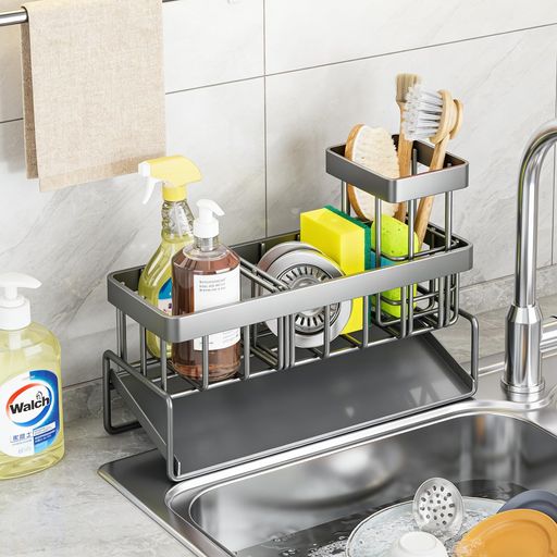 【傾斜式受水トレイで衛生的】独自の傾斜デザインが水を自然に導き、スポンジや洗剤ボトルの残留水をシンクへ直接排水。ヌメリ防止に貢献し、清潔な台所環境を維持します。 【高耐久カーボンスチール素材】食品接触対応のカーボンスチールを採用。耐錆性・耐...