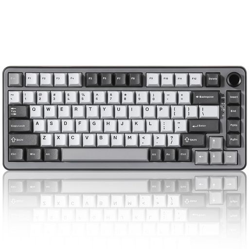 【ノブ付き75%キーボード】B75 PROはノブ付き、82キーキャップのコンパクトなキーボードです。TKLキーボードは数字キー、ファンクションキーと矢印キーを同時に備えています。75%ゲーミングキーボードのマルチファンクションノブは、サウン...