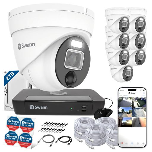 4Kよりも高画質12MPHDテクノロジーSwannの画期的な12メガピクセルのセキュリティーカメラは、4Kよりも50%多い高画質な映像を残すことができます。 警告ライトと警戒音で未然に防ぐ赤と青の点滅するライトは侵入者を威嚇し、スポットライ...