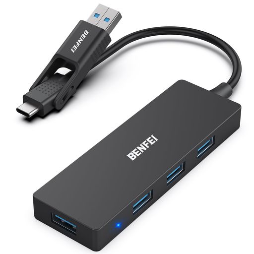 ◆2in1デュアル設計-USB3.0/Type-C両対応でMac/Windows/Chromebookなど幅広い端末に接続可能。HDD/フラッシュドライブ/プリンタ等4台同時使用を実現 ◆超高速転送5Gbps-USB3.0規格対応で大容量デ...