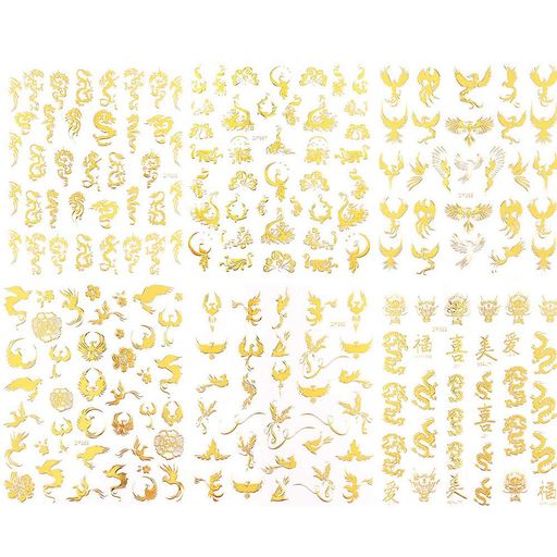 ドラゴンとフェニックスのパターン: 素敵な中国風デザインで、爪に華やかなアクセントを加えます。 防水接着剤: 爪に簡単に貼り付け、水に強いデザインで、長持ちします。 多目的使用: マニキュア、UVジェルワニス、アクリルなどの上に使用でき、天...