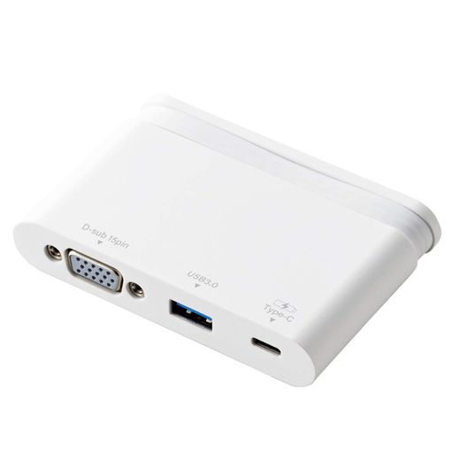 USB Type-C(TM)コネクターでパソコンに接続し、パソコンを充電しながら、USB3.0機器やVGAディスプレイを接続できるドッキングステーションです。 ケーブルが本体にピタッと収納でき、軽量でスリムな設計なので、持ち歩きに便利です。...