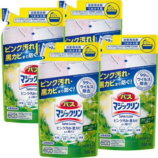 商品サイズ(幅x奥行x高さ):20.5x5.8x21.5 内容量:1320ml 菌や黒カビ胞子に直接アプローチする技術 水をかけると泡がサッと消えてすすぎが早いから、時短・節水 爽やかなグリーンハーブの香り 使用量の目安:1m2に対して約9回噴射