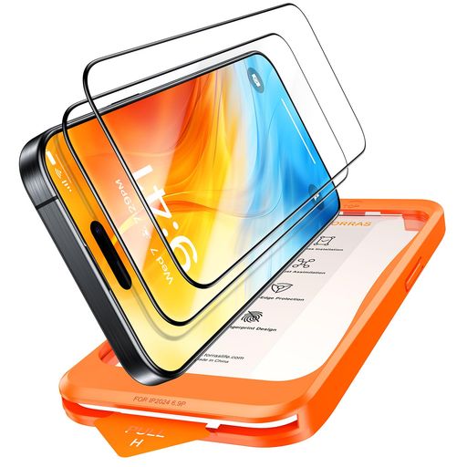 【対応機種】ForiPhone15/14Proガラスフィルム(6.1インチ)重量:15g(1枚)/入数:2枚エッジ部分の耐破損性能(加圧試験):200N以上全面保護の耐破損性能(落球試験):231cm/64g 【航空宇宙技術採用!231cm...