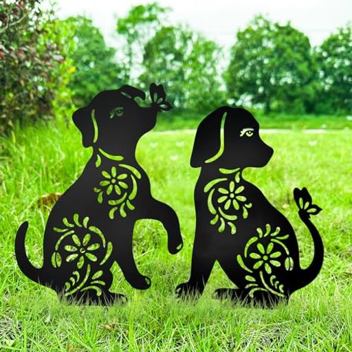『優れた材質』こちらの犬ガーデン置物は優れた鉄で作成し、過ごし厚みにしており、折れたり、色褪せ、錆び、ひび割れ、破損したりはしにくいです。犬ガーデンオーナメントは屋外装飾品としては最適で、日光や雨に耐えられ、長い時間に使えます。 『いい飾り...