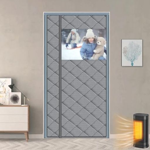 優れた断熱素材:このコットンカーテンは耐候性ナイロン生地と複数層の厚いコットン裏地で作られており、通常のオックスフォード布より優れた断熱性を実現します。縁は高級布で包まれ、フックとループのデザインは、断熱ドアカーテンの長寿命を保証します カ...