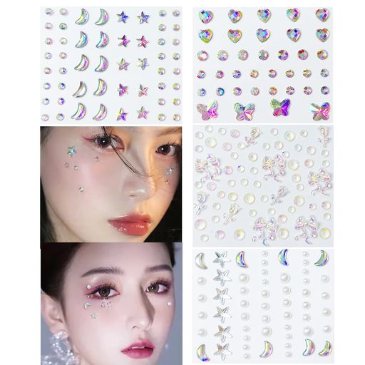 💖【ラインストーンシール】は、ステージや写真撮影などの場面で、目や顔、体の様々な部分に輝きを与える多機能ビューティープロップとして、様々なサイズのパターンをご用意しておりますので、お好みに合わせてお選びください。 ...